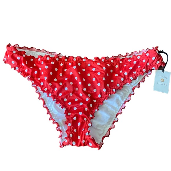 Shade And Shore Swim Shade Shore Ruffle Cheeky Red And White Polkadot